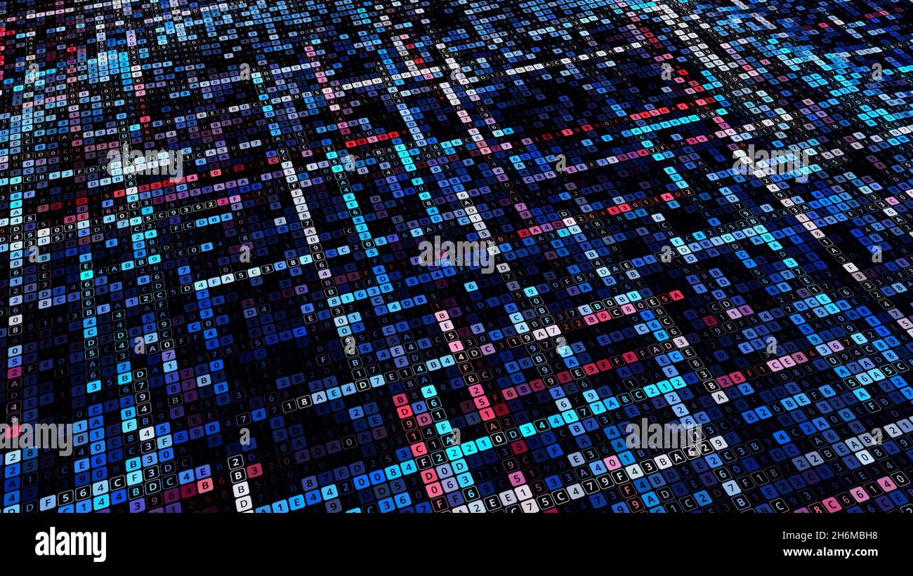 Field with changing numbers. Animation. Computer field with generated numbers and pulsating ...