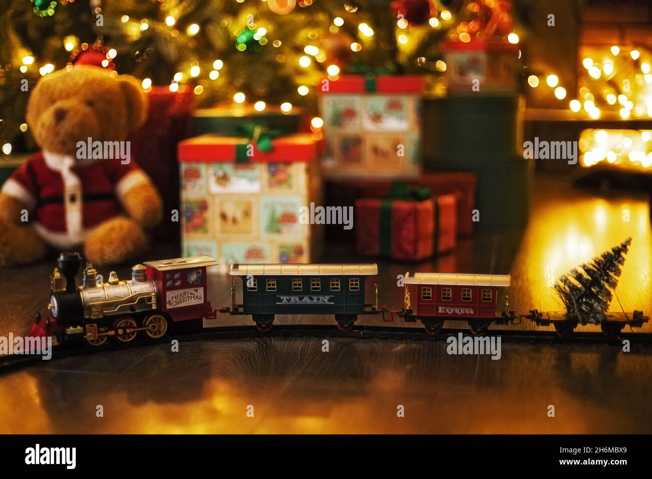 Christmas train decorated hi-res stock photography and images - Alamy