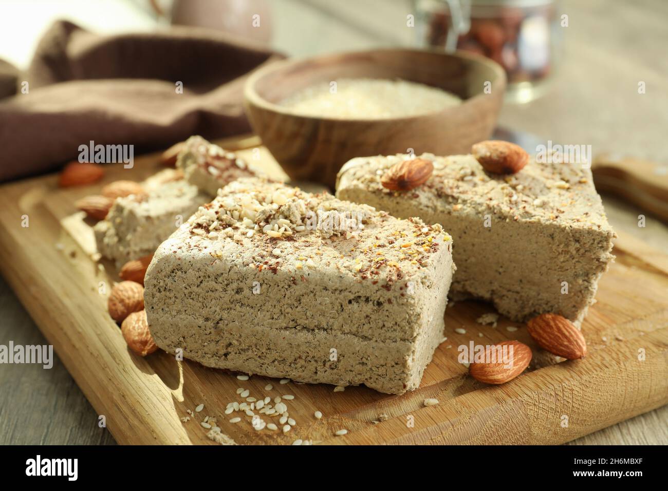 Concept of tasty food with halva, close up Stock Photo - Alamy