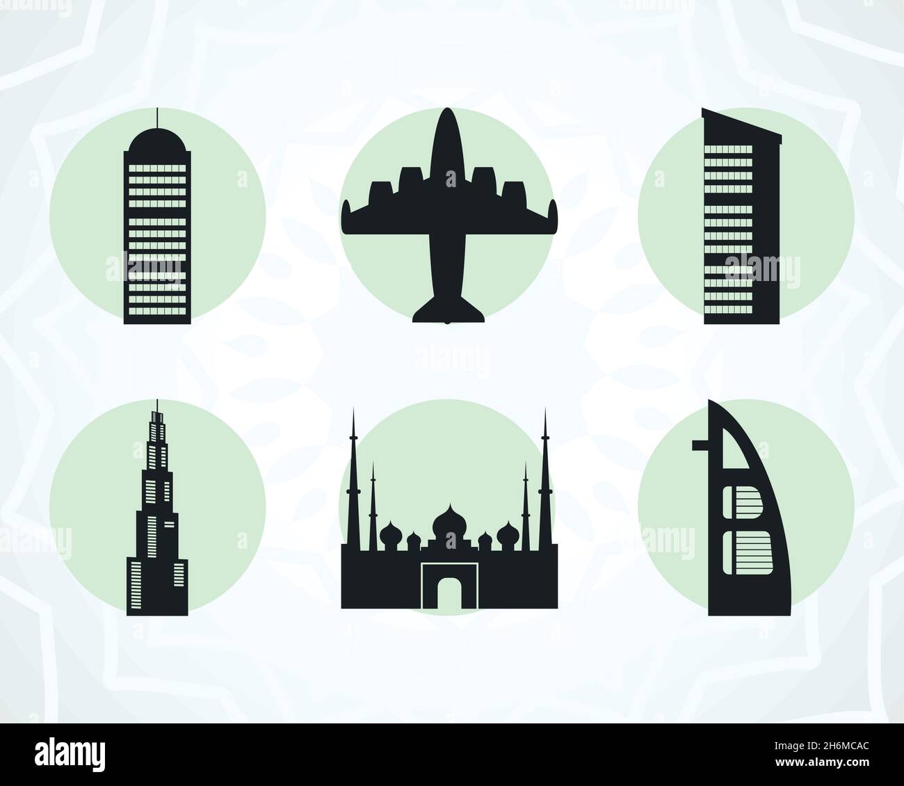 arabic buildings and airplane icon set Stock Vector Image & Art - Alamy