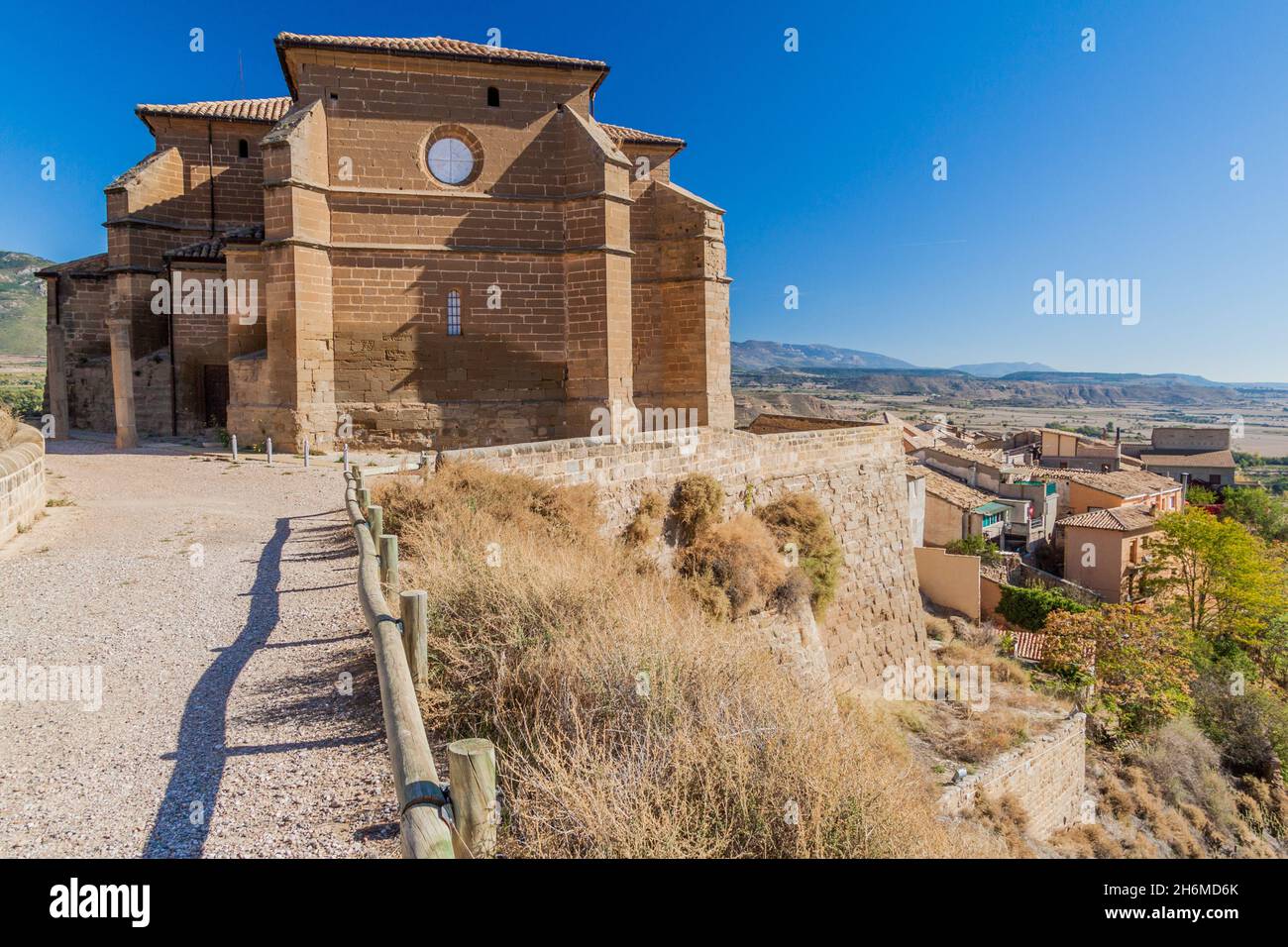 Gothic church La colegiata de Santa Maria la Mayor in Bolea village ...