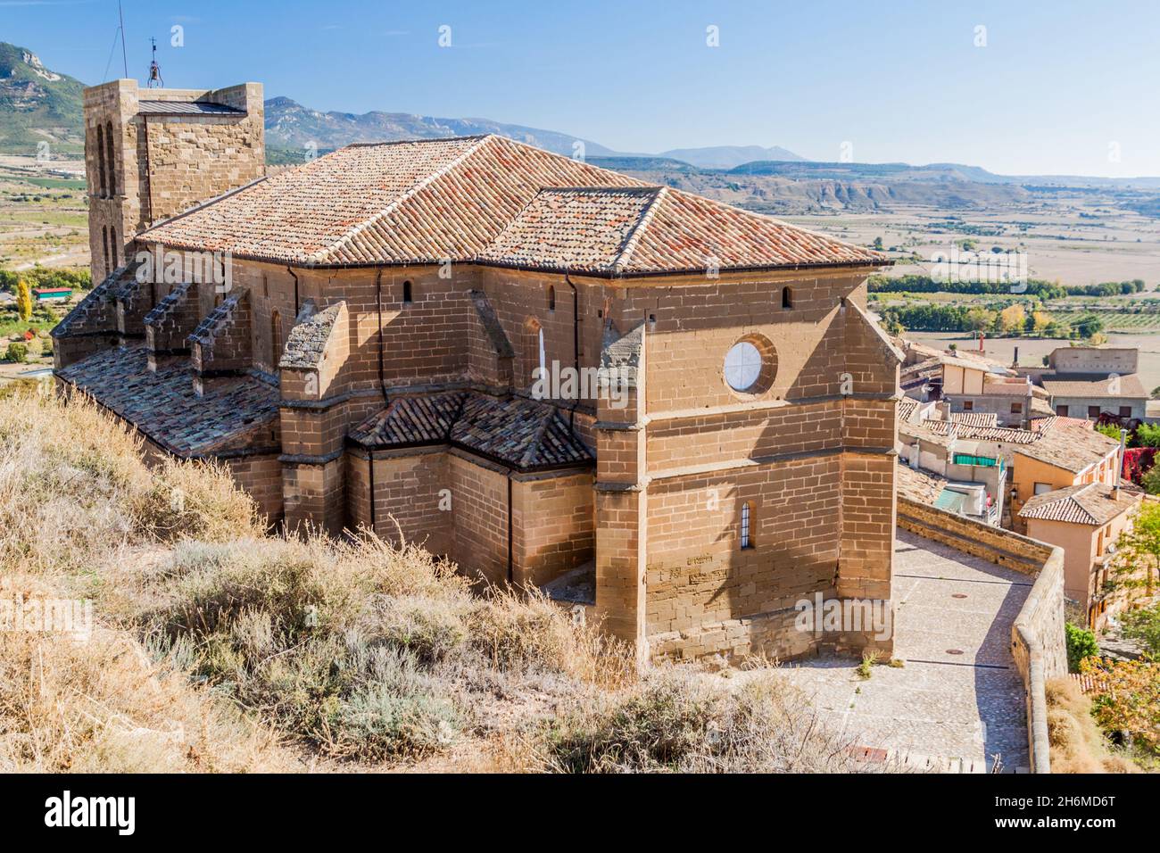 Gothic church La colegiata de Santa Maria la Mayor in Bolea village ...