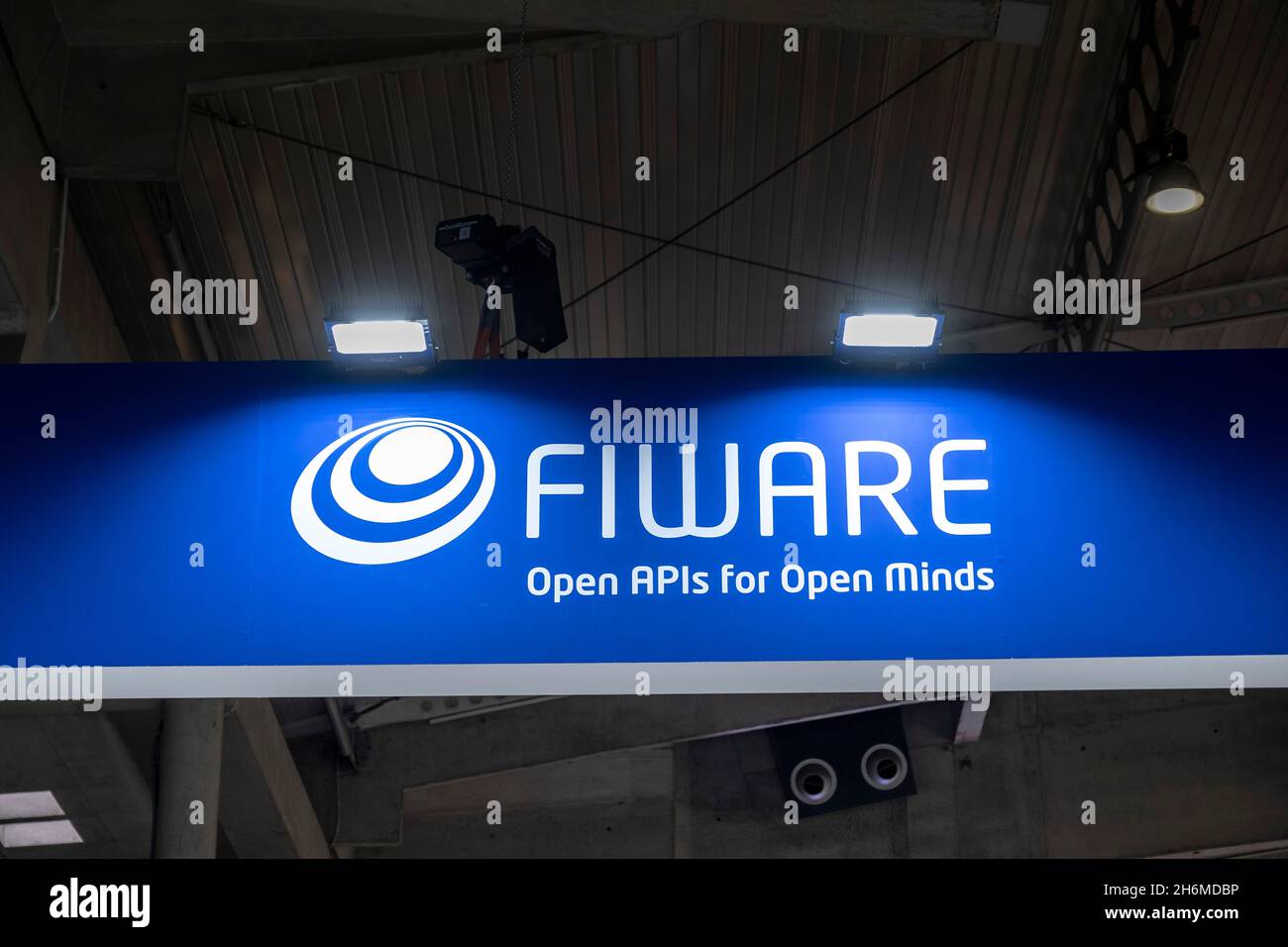 Barcelona, Spain. 16th Nov, 2021. The logo of Fiware, a platform ...