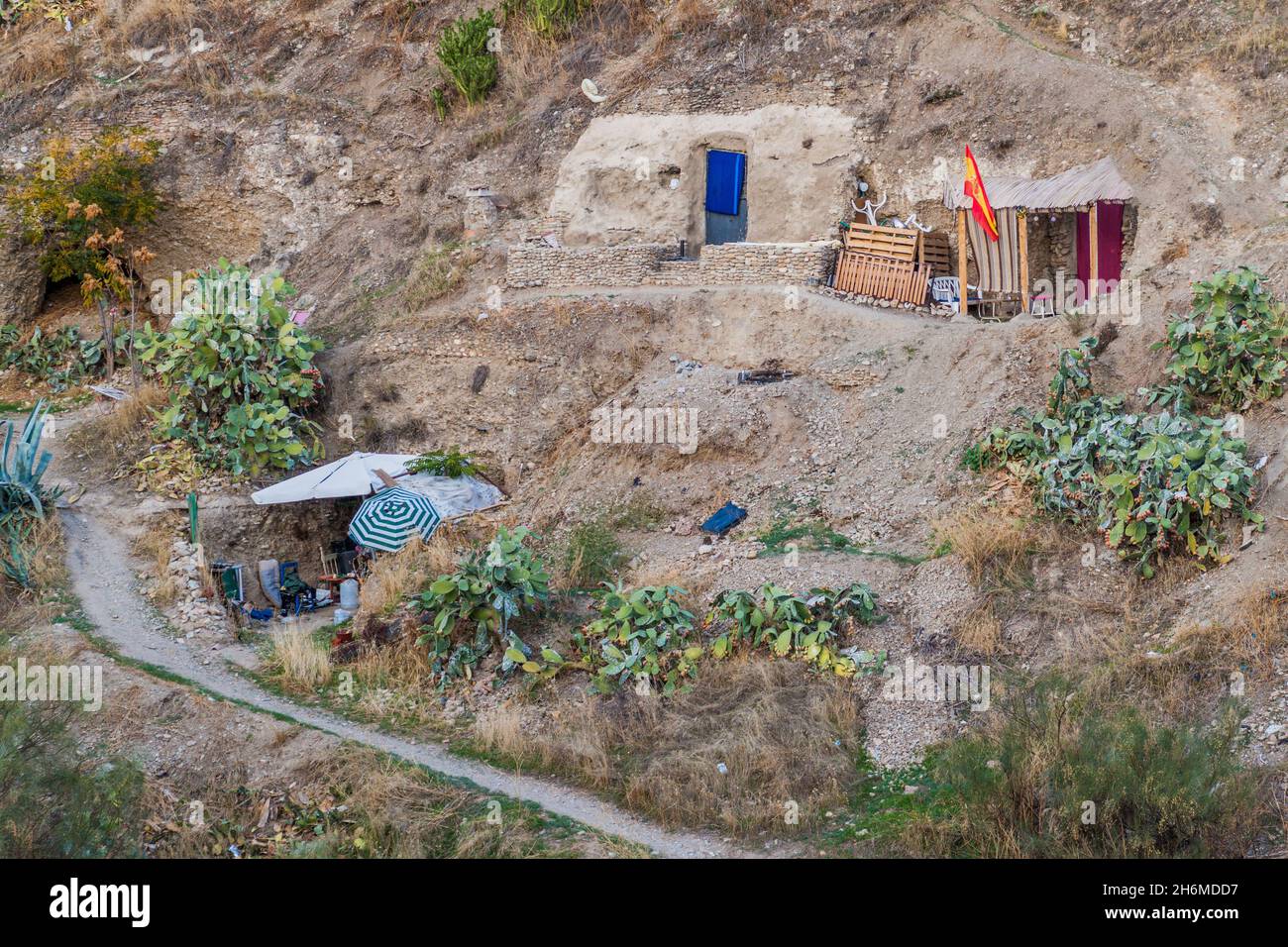 Cave homes on the slopes of Sacramonte hill in Granada, Spain Stock ...