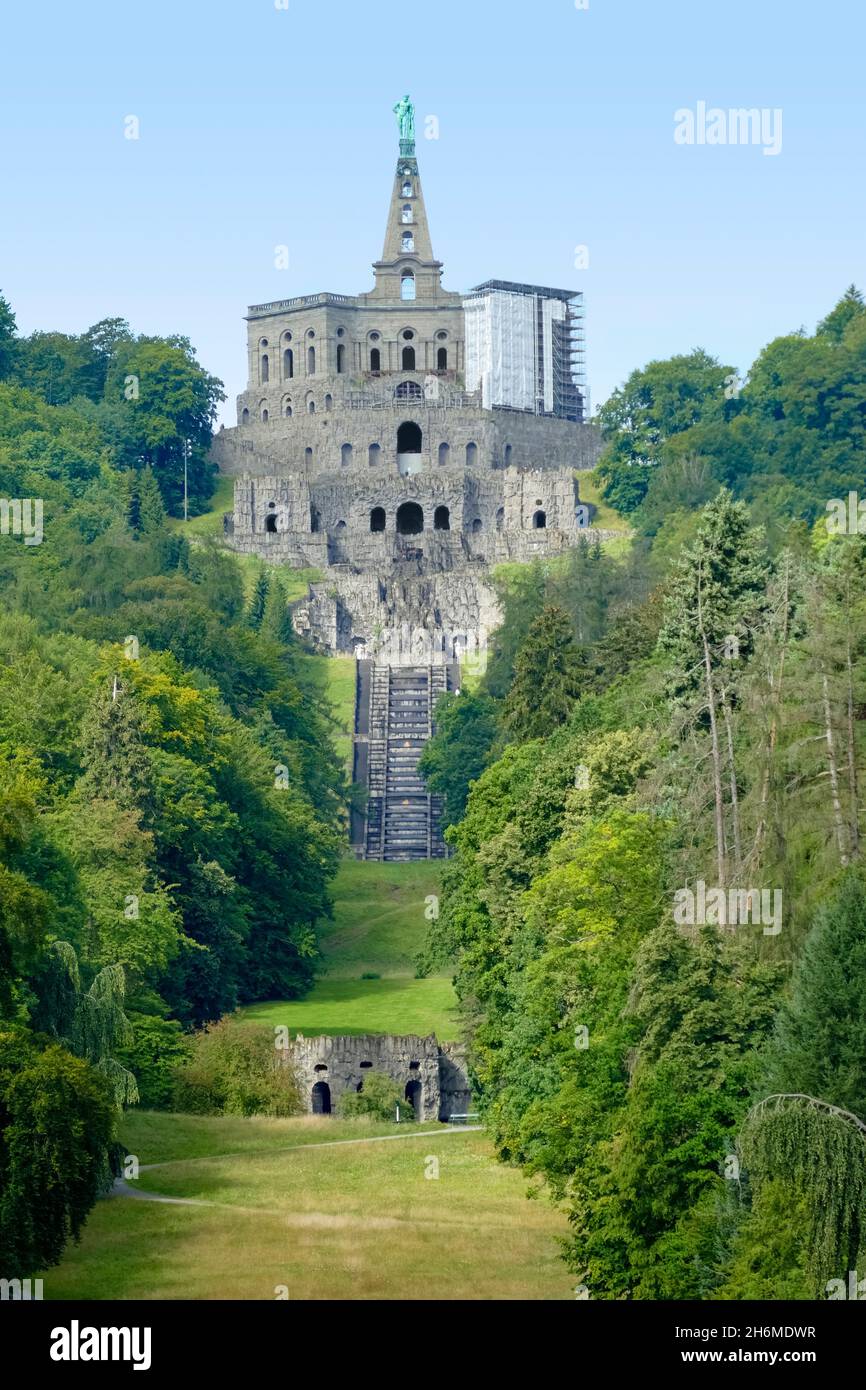 The Hercules monument at the Bergpark Wilhelmshoehe in Kassel, Germany ...