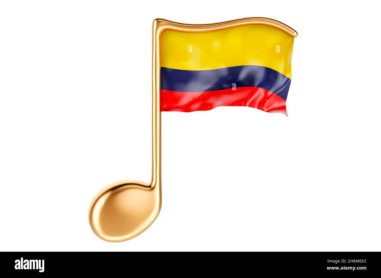 Musical note with Colombian flag. Music in Colombia, concept. 3D ...