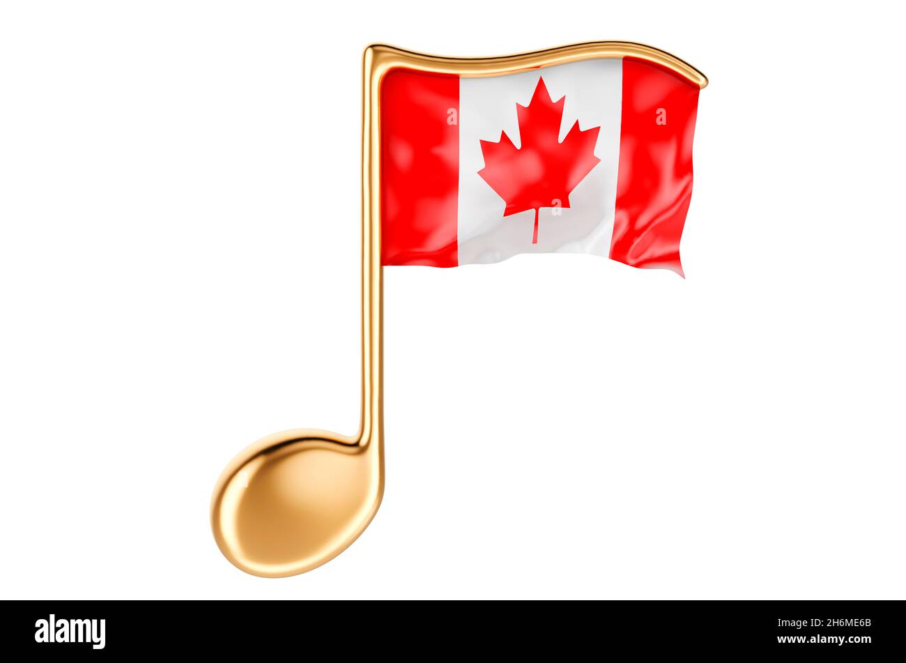 Musical note with Canadian flag. Music in Canada, concept. 3D rendering ...