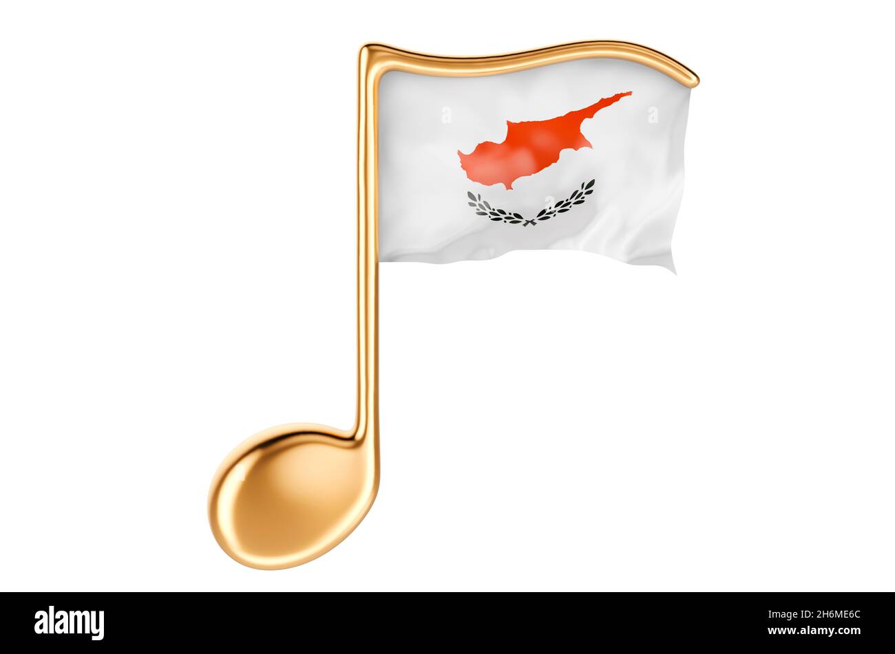 Musical note with Cypriot flag. Music in Cyprus, concept. 3D rendering ...