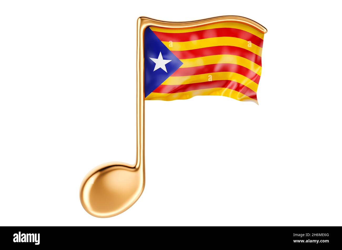 Musical note with Catalan flag. Music in Catalonia, concept. 3D ...