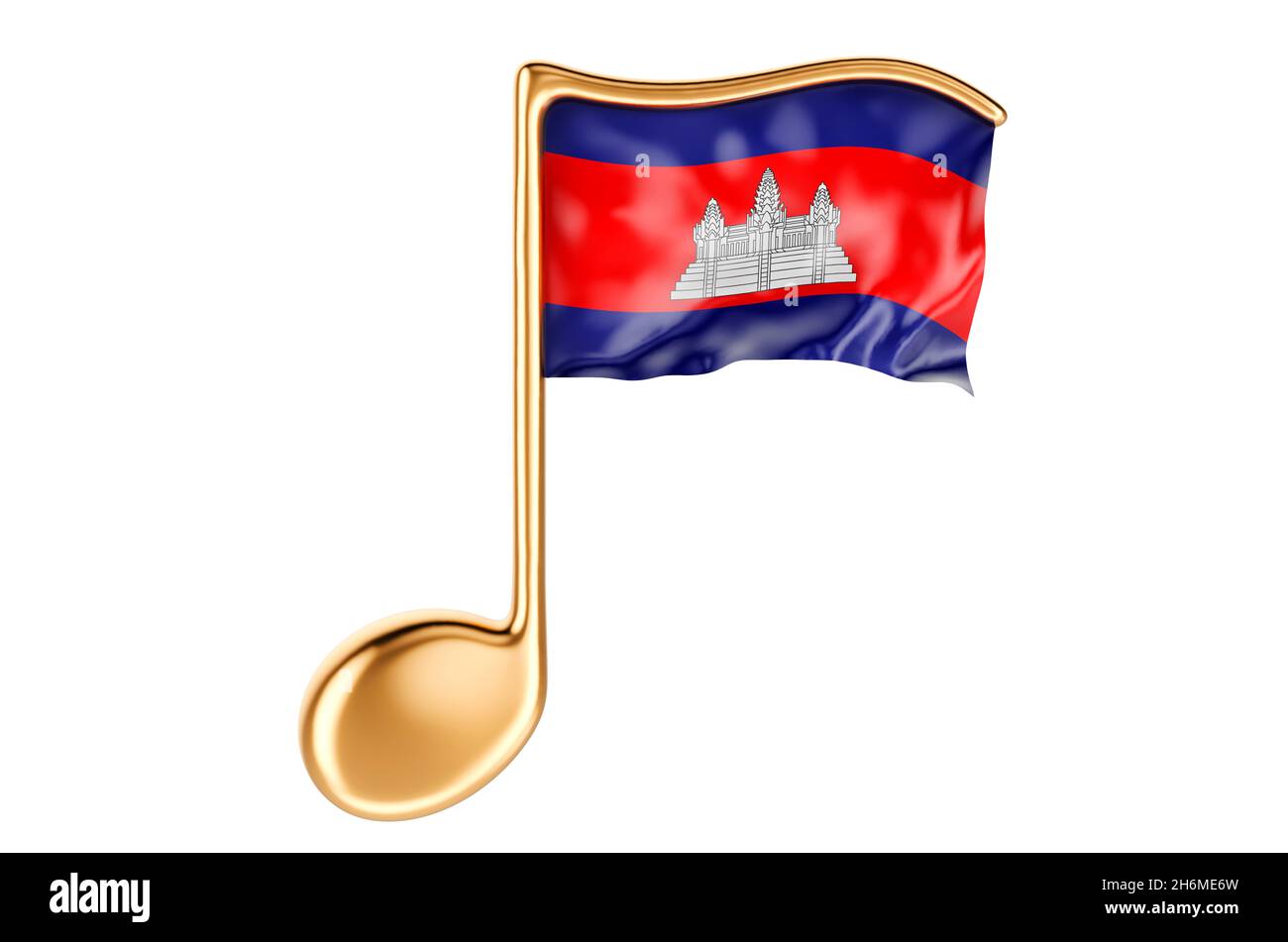 Musical note with Cambodian flag. Music in Cambodia, concept. 3D ...