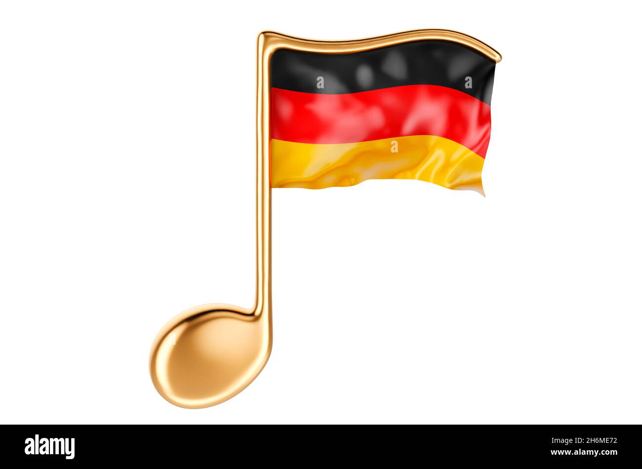 Musical note with German flag. Music in Germany, concept. 3D rendering ...