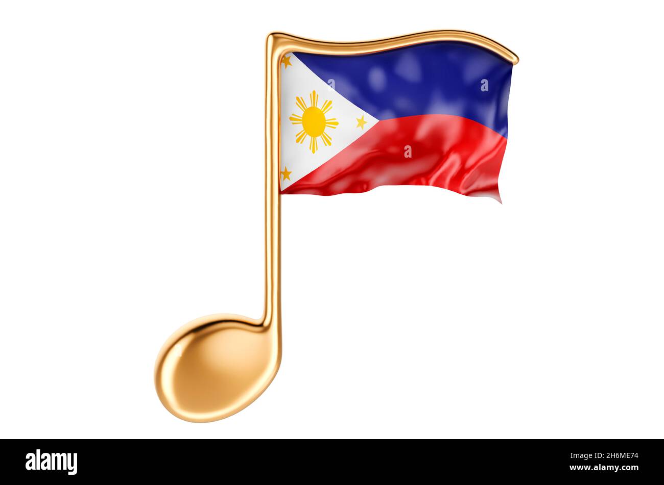 Musical note with Filipino flag. Music in Philippines, concept. 3D ...