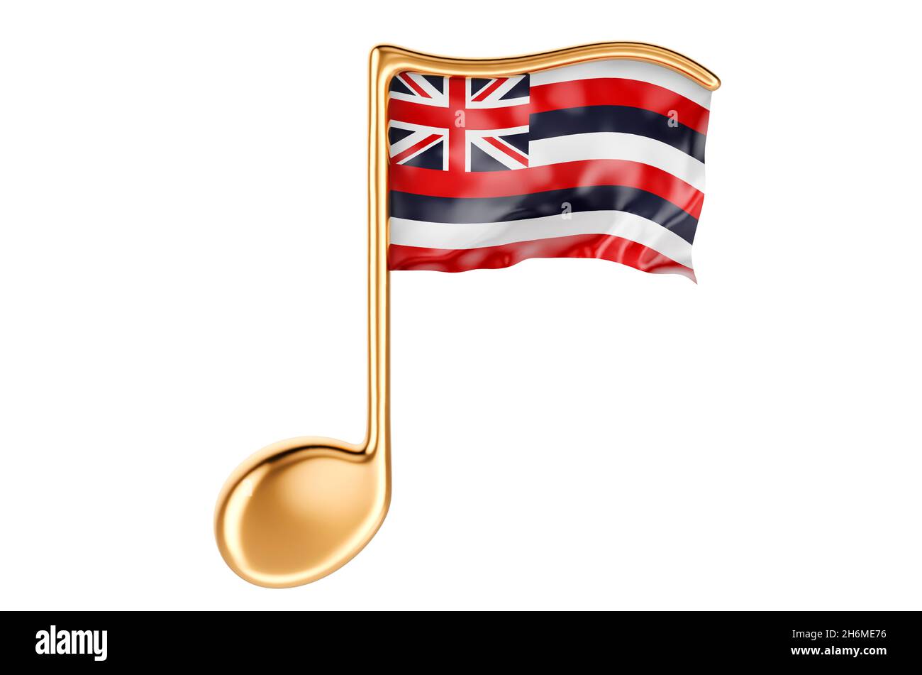 Musical note with Hawaiian flag. Music in Hawaii, concept. 3D rendering ...