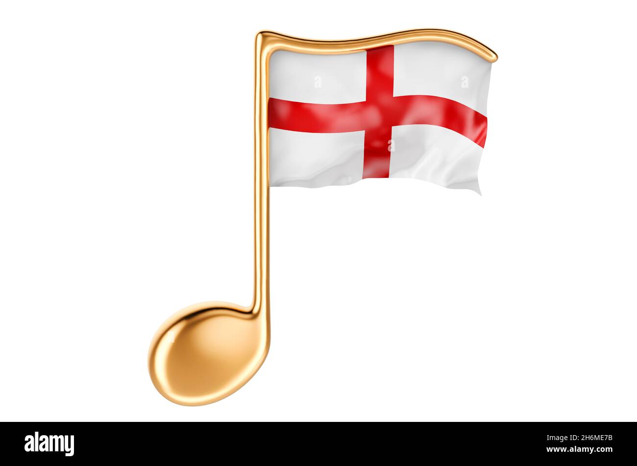 Musical note with English flag. Music in England, concept. 3D rendering ...