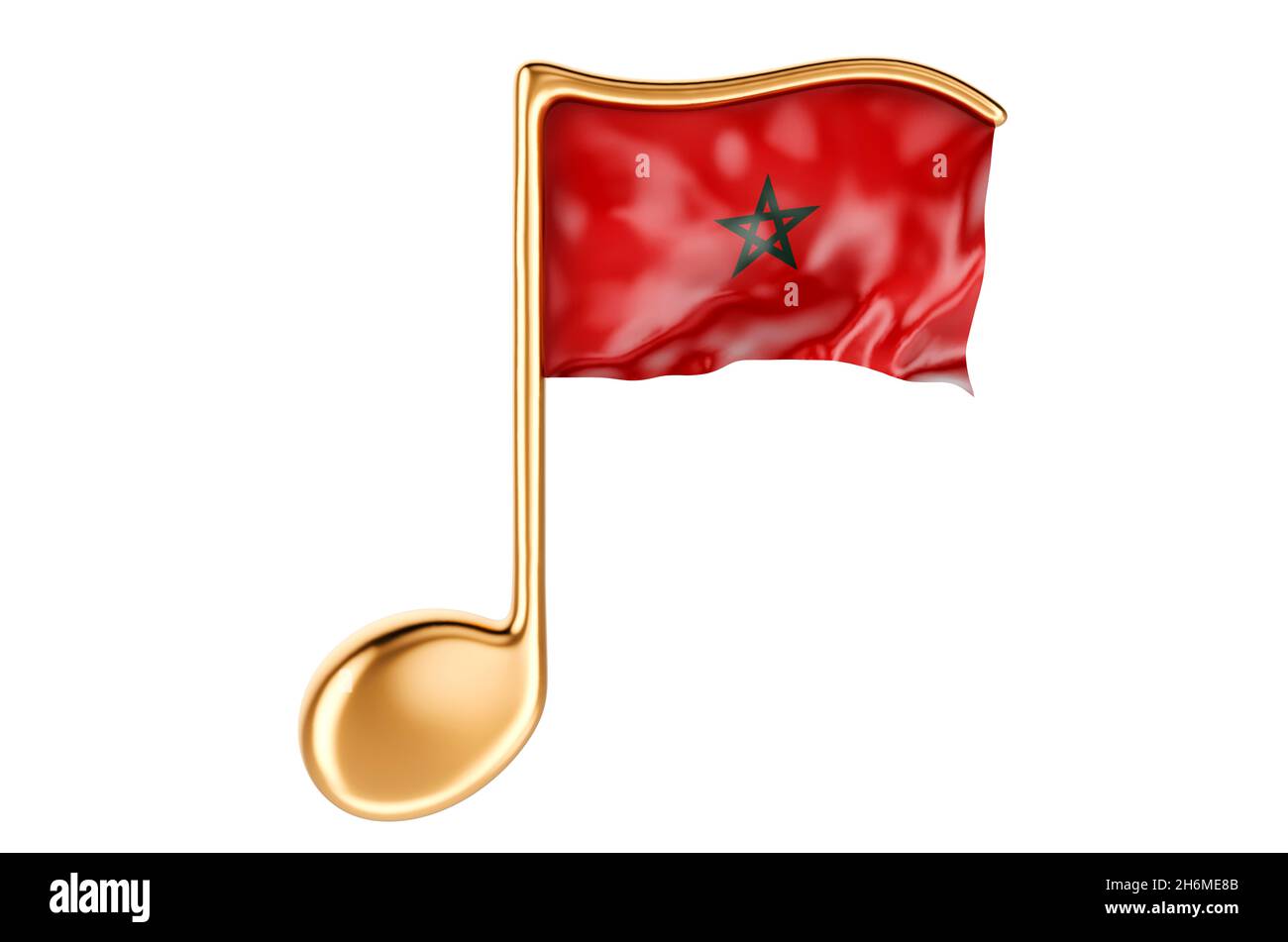 Musical note with Moroccan flag. Music in Morocco, concept. 3D ...
