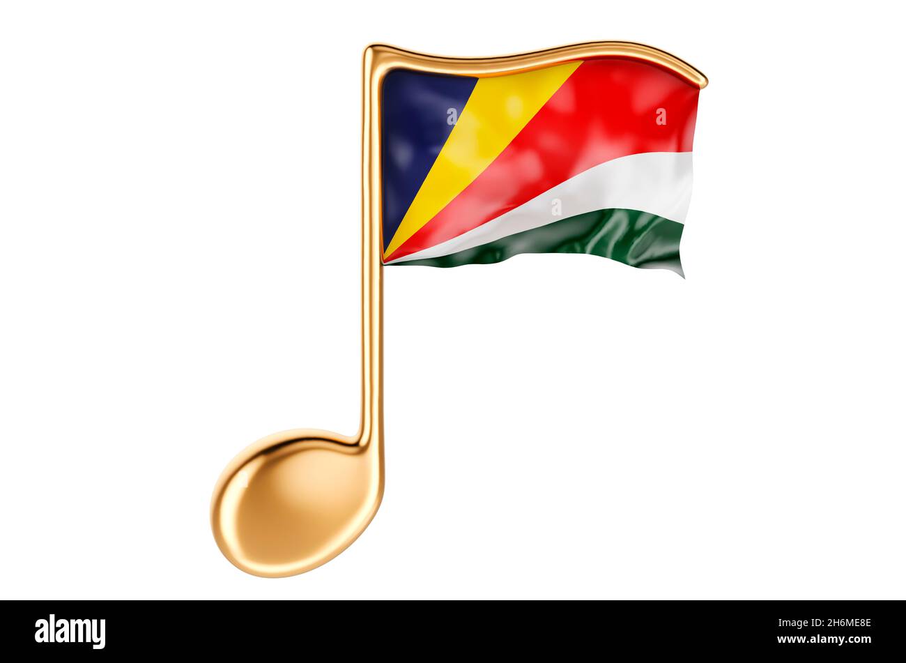 Musical note with Seychelloise flag. Music in Seychelles, concept. 3D ...