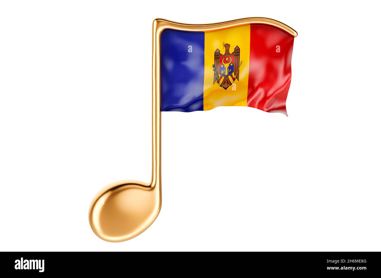 Musical note with Moldovan flag. Music in Moldova, concept. 3D ...