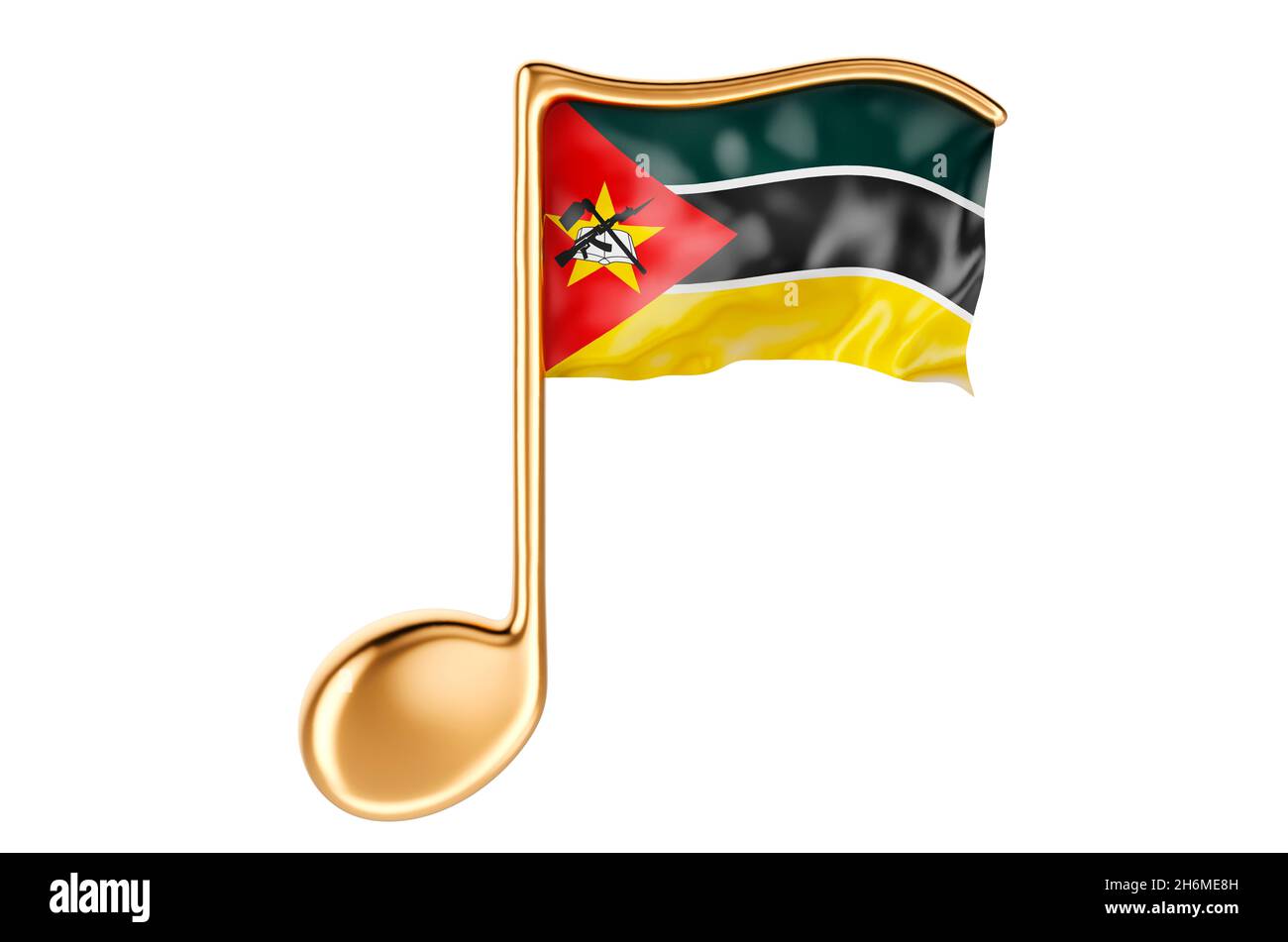 Musical note with Mozambican flag. Music in Mozambique, concept. 3D ...