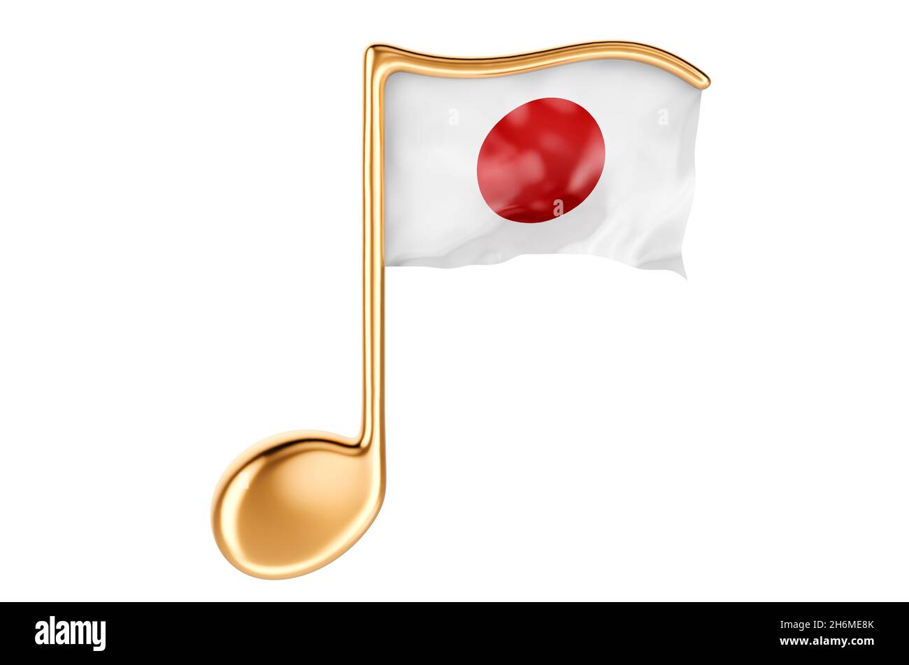 Musical note with Japanese flag. Music in Japan, concept. 3D rendering ...