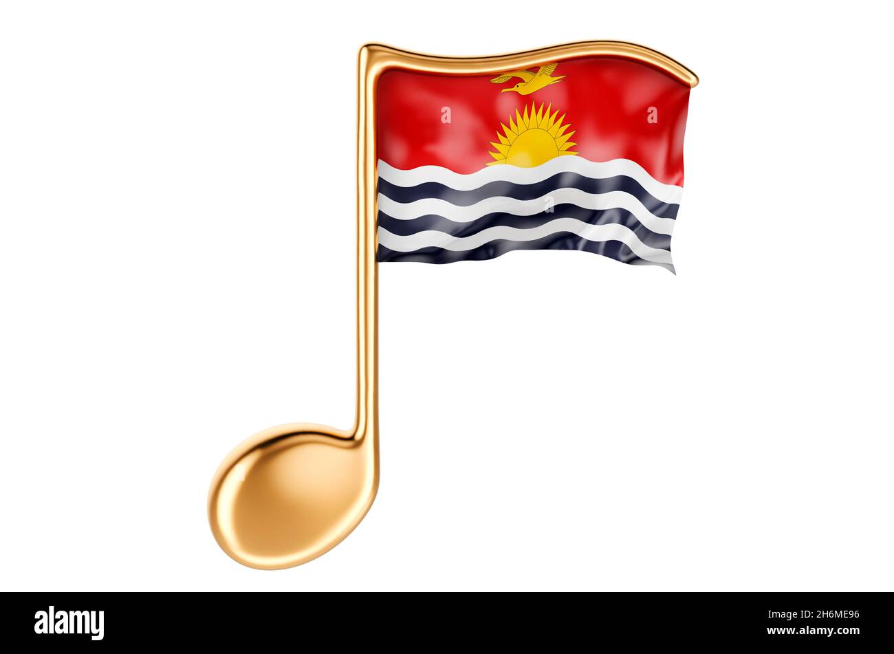 Musical note with Kiribatian flag. Music in Kiribati, concept. 3D ...
