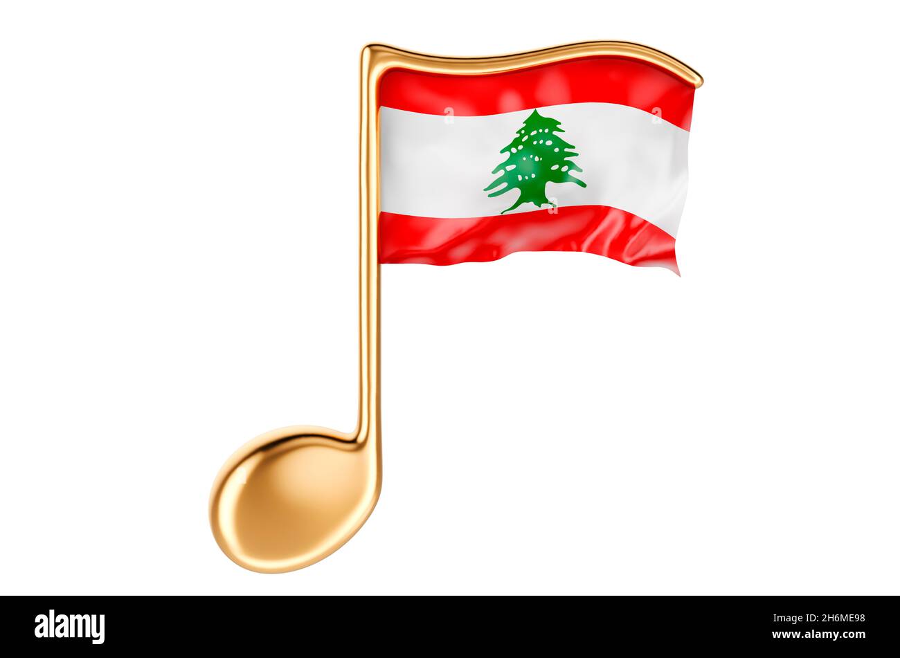 Musical note with Lebanese flag. Music in Lebanon, concept. 3D ...