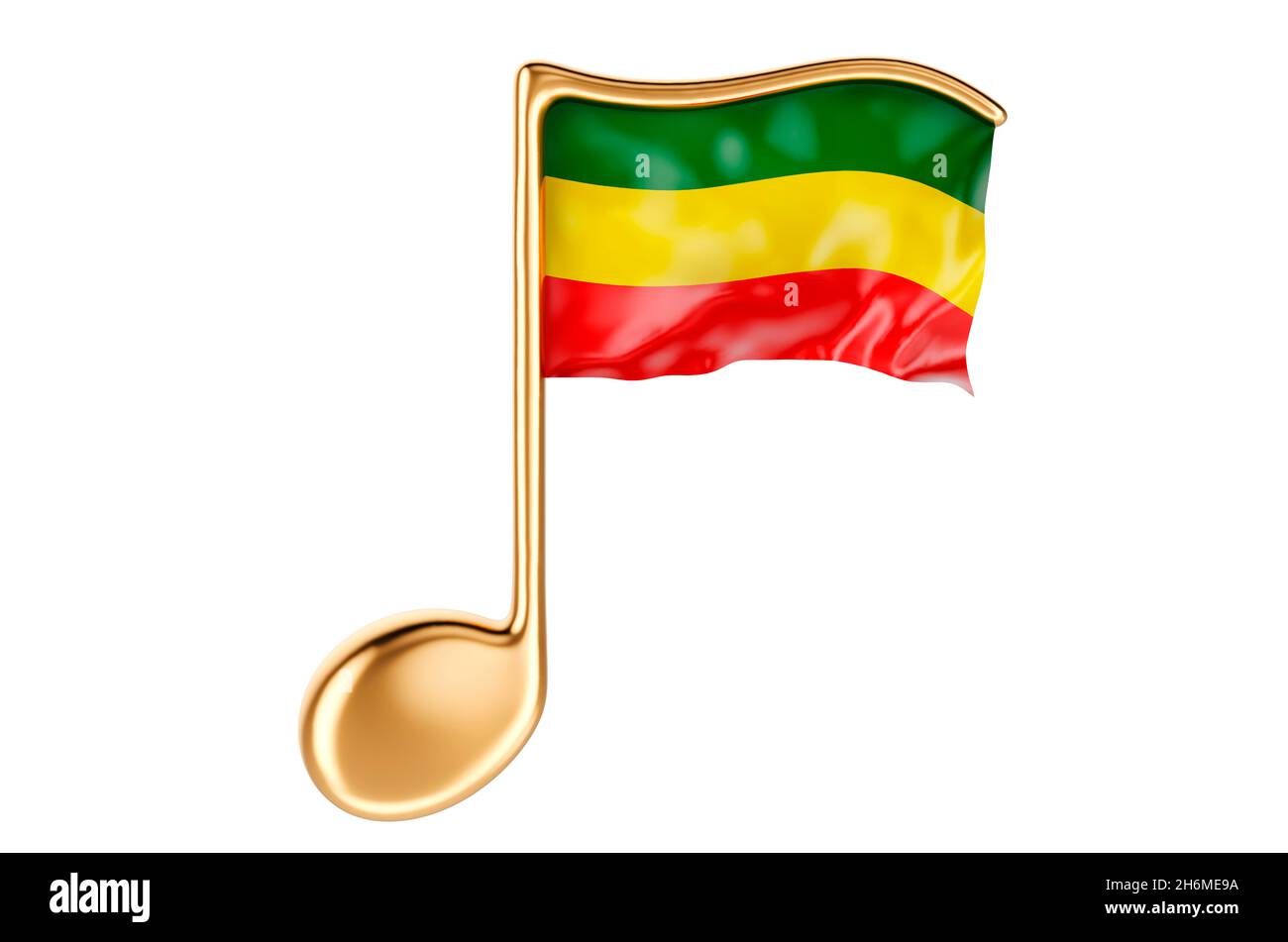 Musical note with Rastafarian flag. 3D rendering isolated on white ...