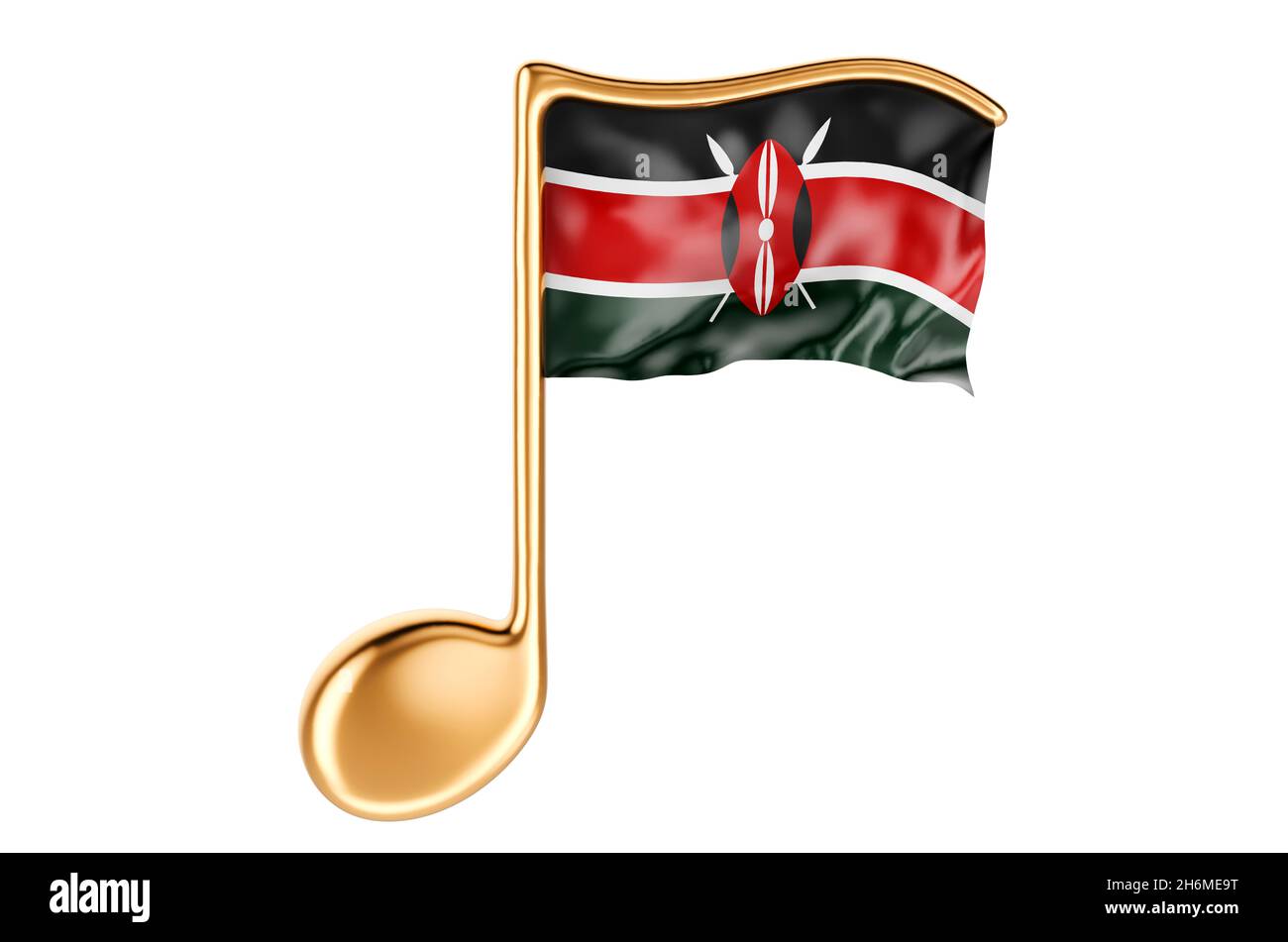 Musical note with Kenyan flag. Music in Kenya, concept. 3D rendering ...