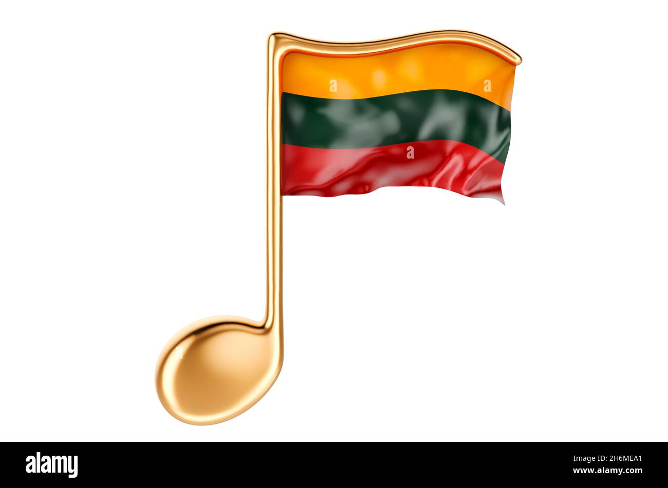 Musical note with Lithuanian flag. Music in Lithuania, concept. 3D ...