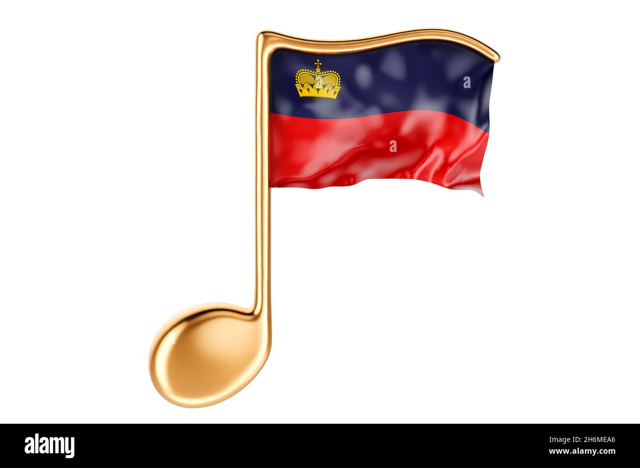 Musical note with Liechtensteiner flag. Music in Liechtenstein, concept ...
