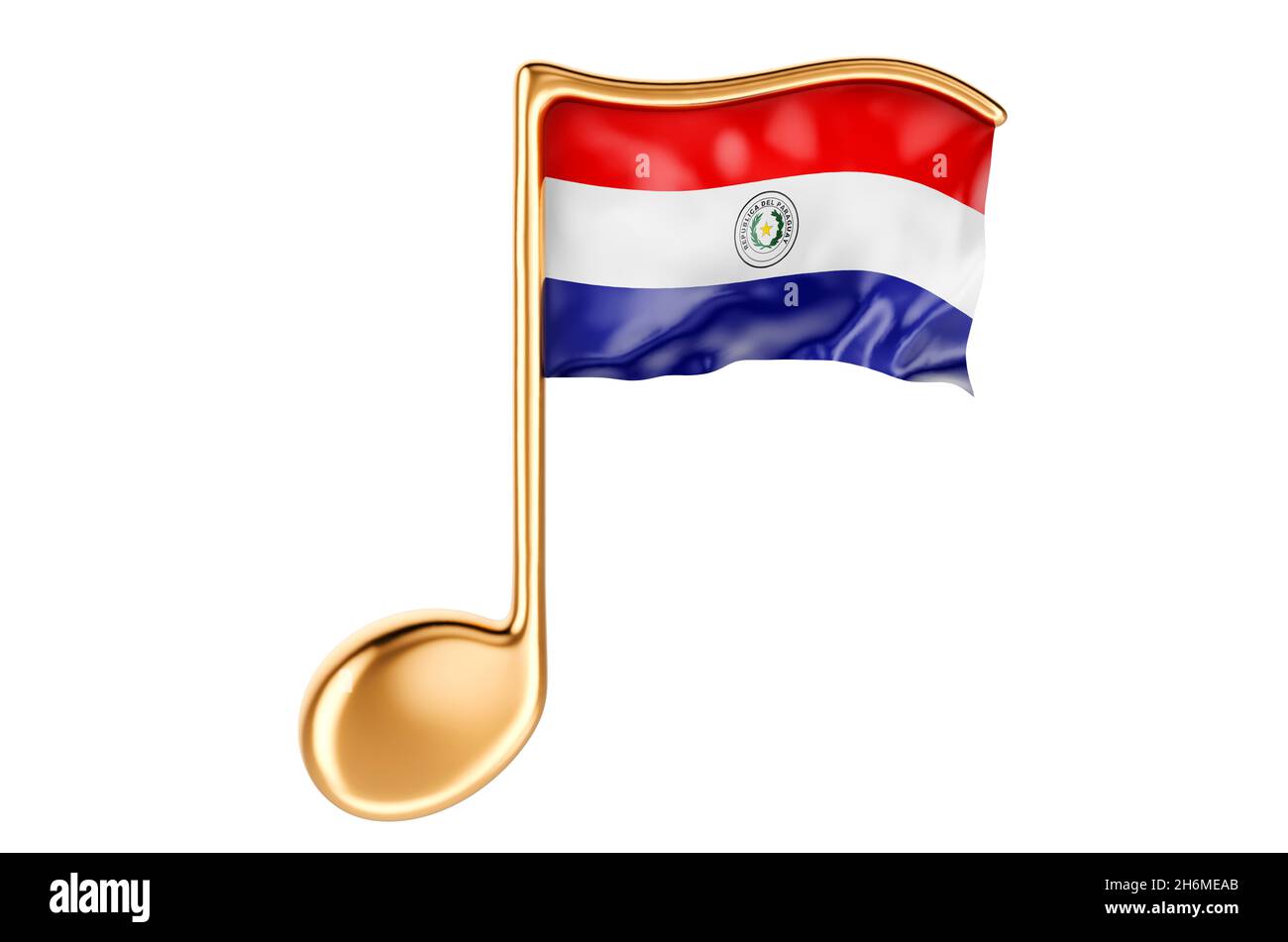 Musical note with Paraguayan flag. Music in Paraguay, concept. 3D ...