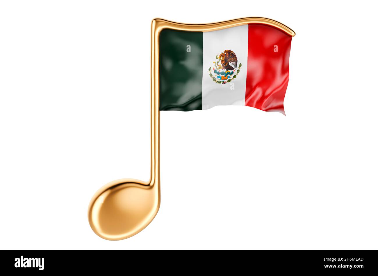 Musical note with Mexican flag. Music in Mexico, concept. 3D rendering ...
