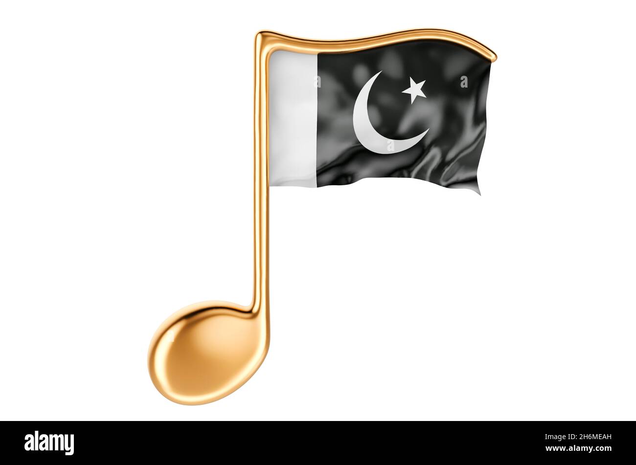 Musical note with Pakistani flag. Music in Pakistan, concept. 3D ...