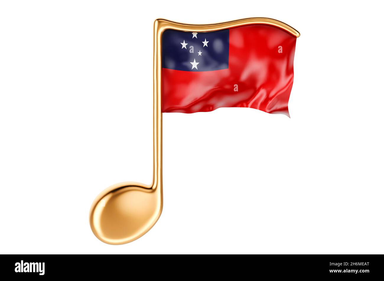Musical note with Samoan flag. Music in Samoa, concept. 3D rendering ...