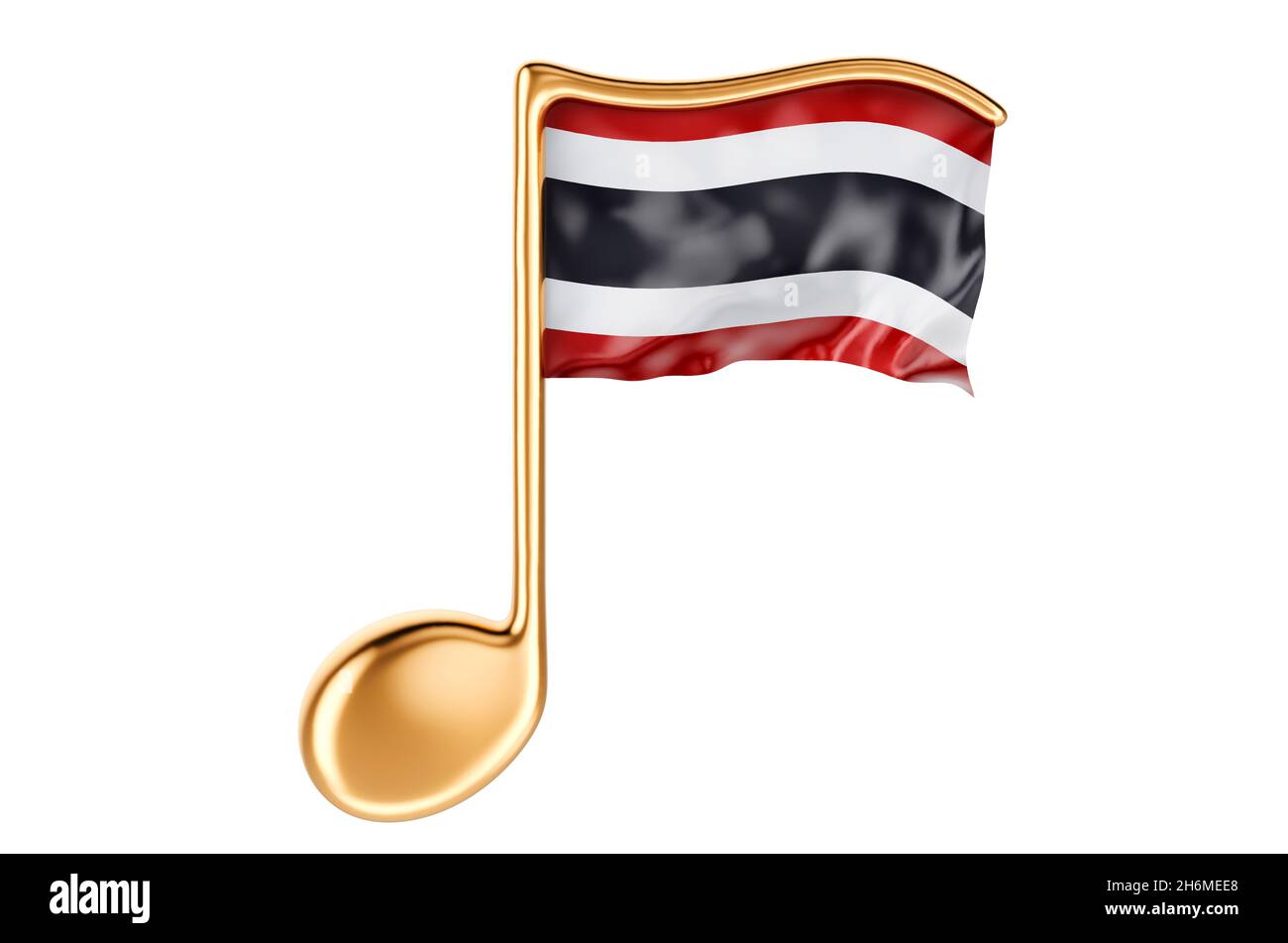Musical note with Thai flag. Music in Thailand, concept. 3D rendering ...
