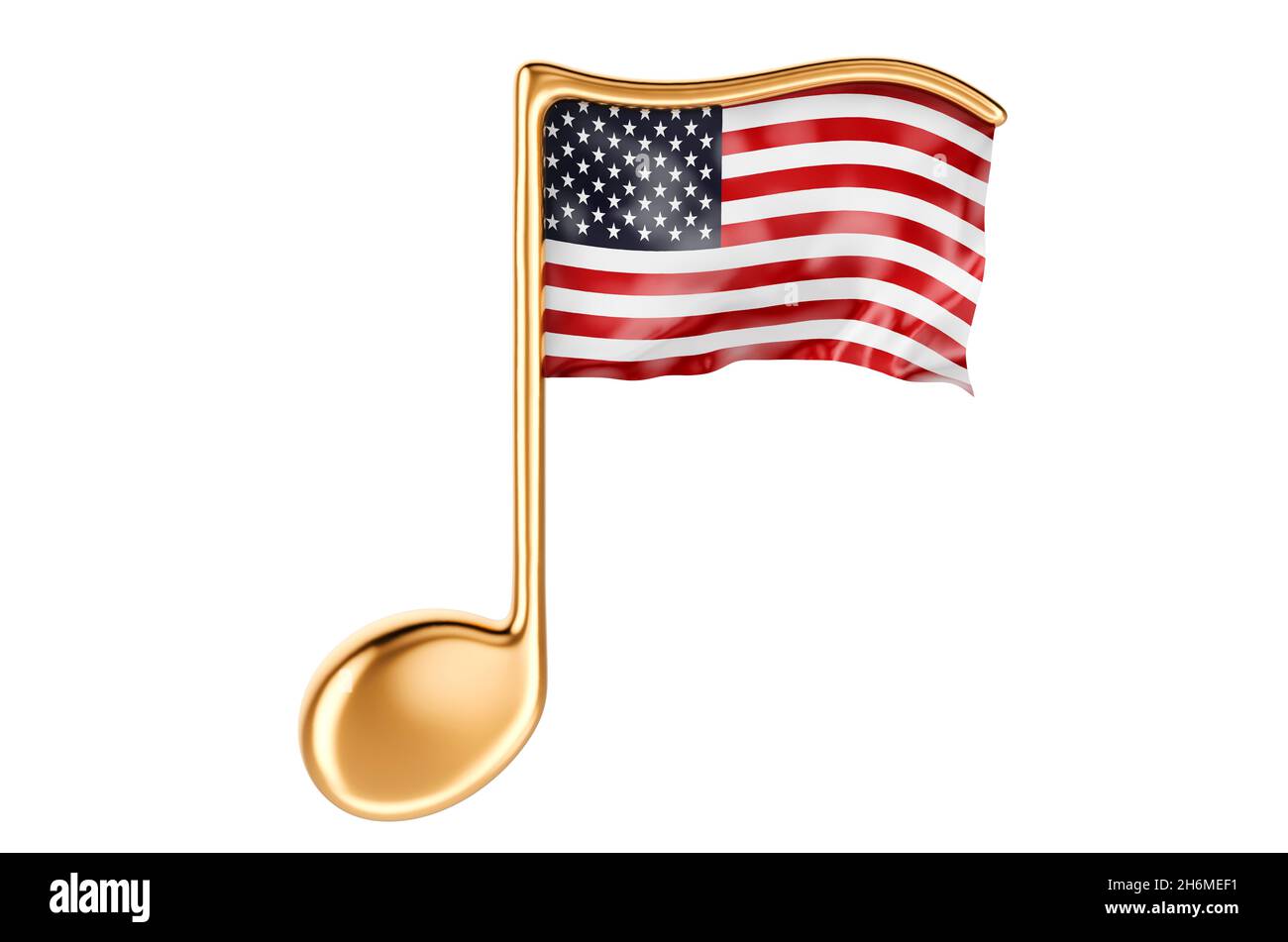 Musical note with the United States flag. Music in the USA, concept. 3D ...
