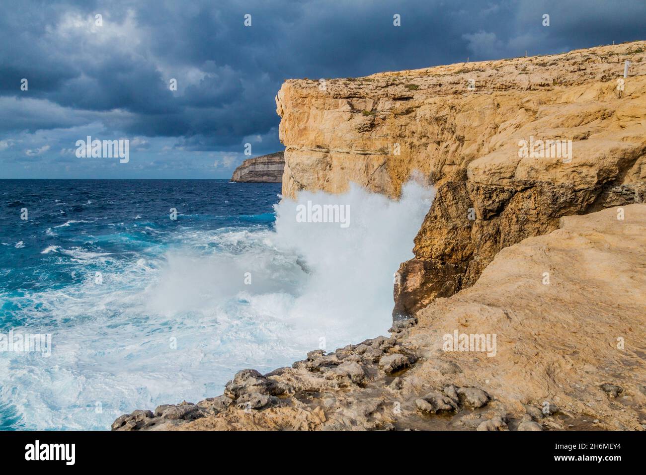Cliffs of Dwejra, location of the collapsed Azure Window on the island ...