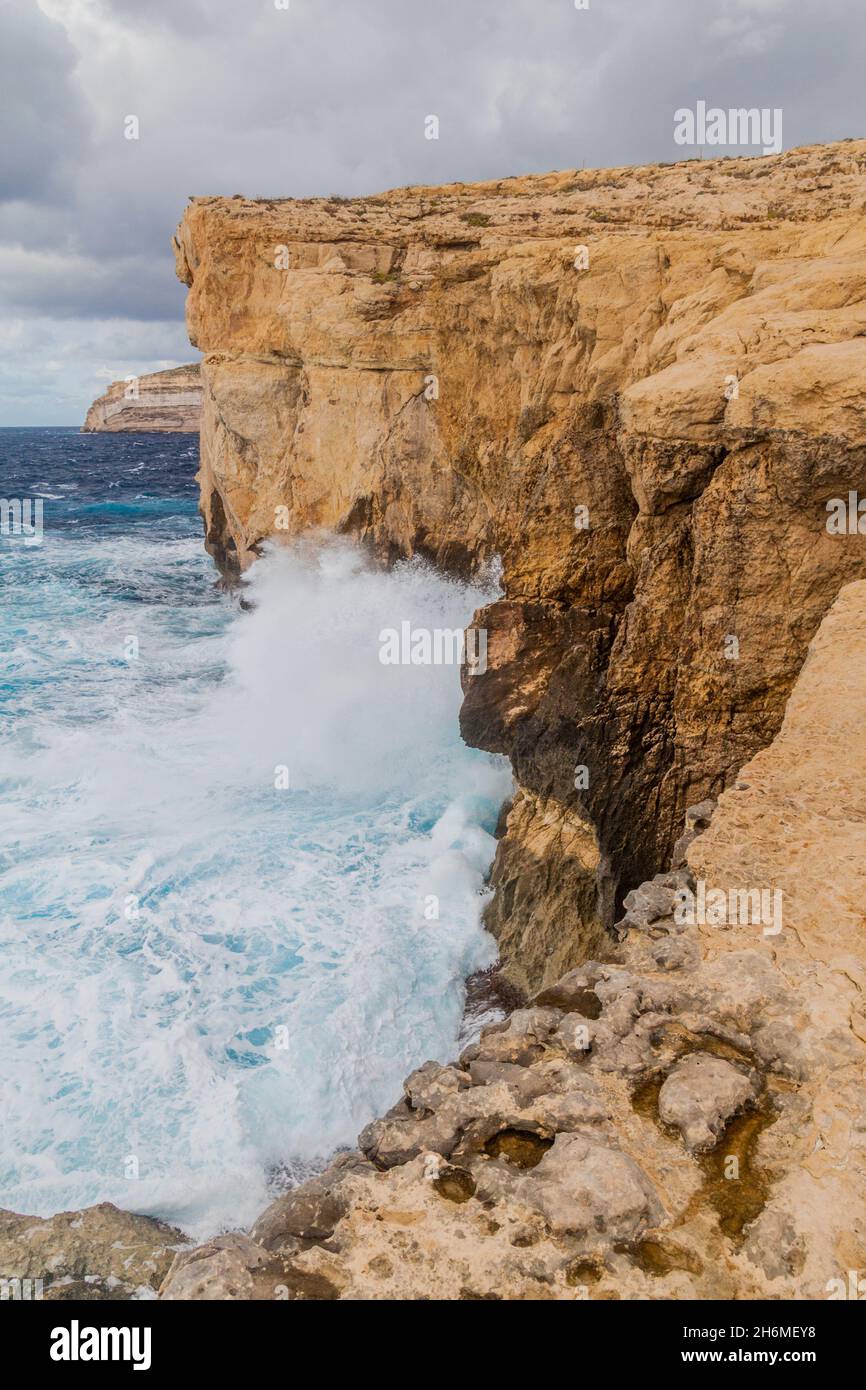 Cliffs of Dwejra, location of the collapsed Azure Window on the island ...