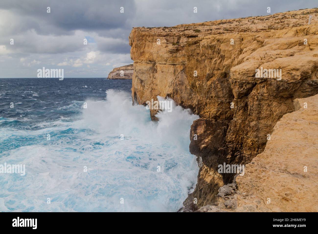 Cliffs of Dwejra, location of the collapsed Azure Window on the island ...