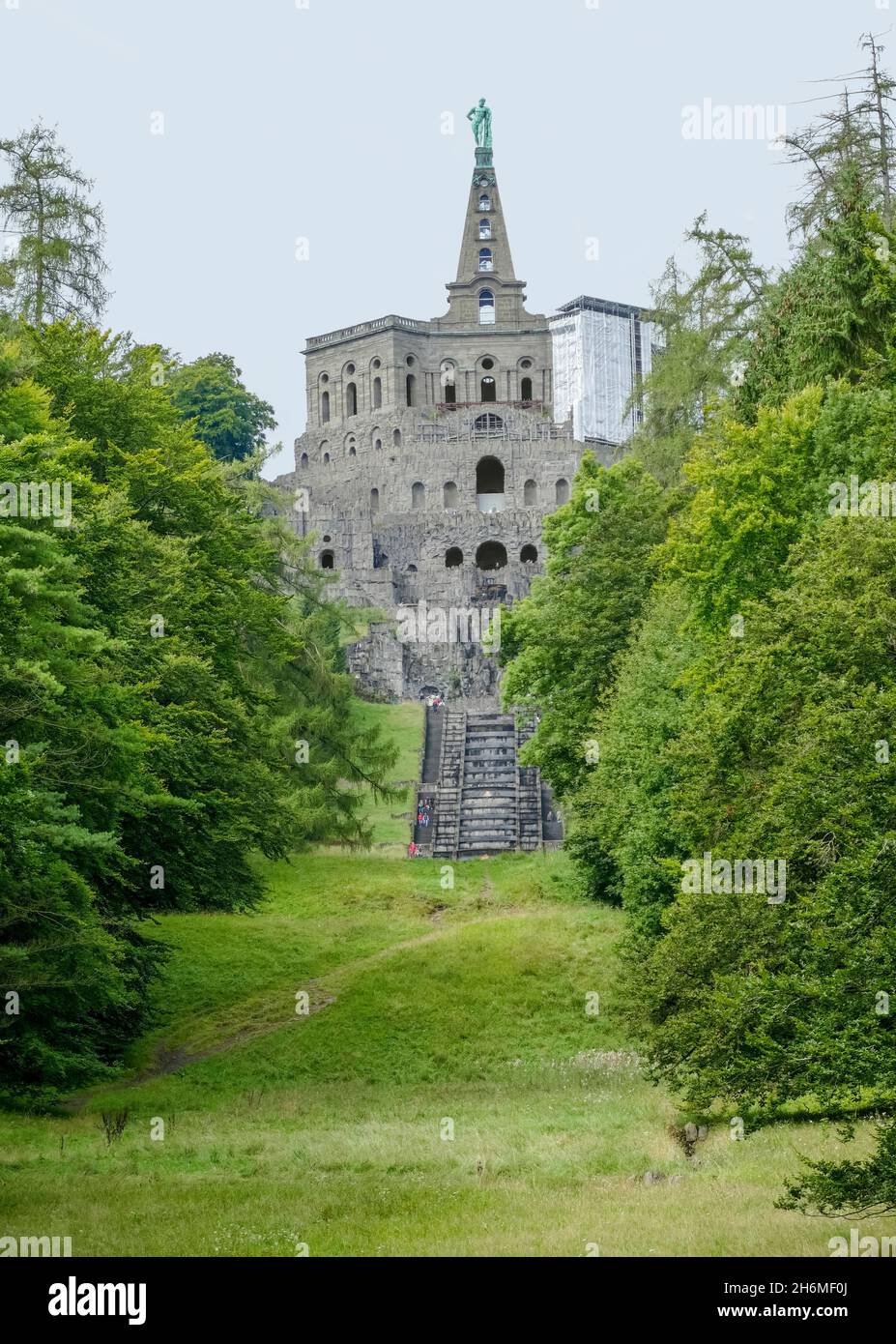 The Hercules monument at the Bergpark Wilhelmshoehe in Kassel, Germany ...