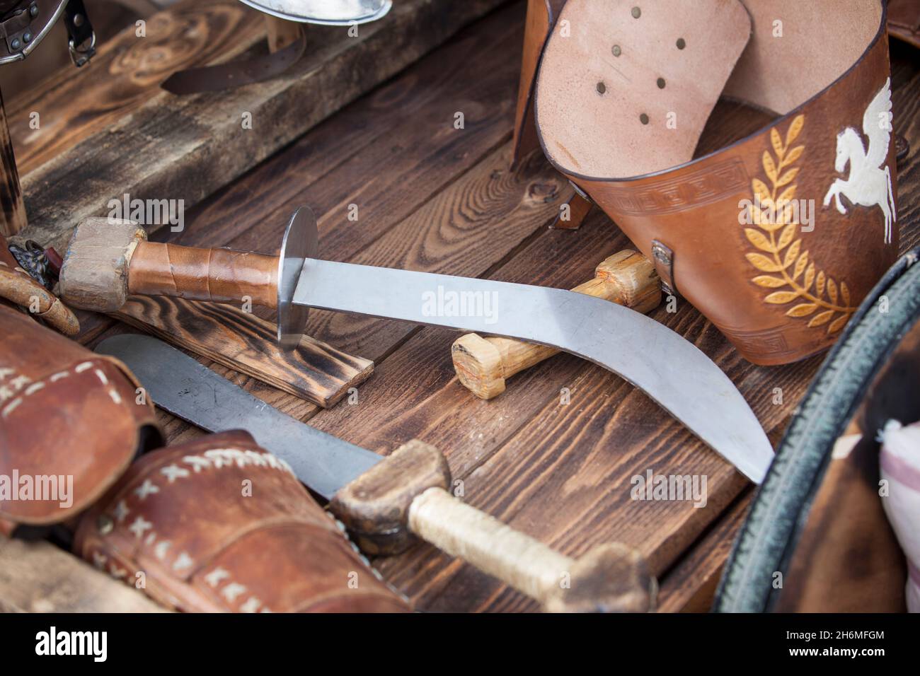 Sica, short curved sword used by ancient roman gladiators. Table plenty ...