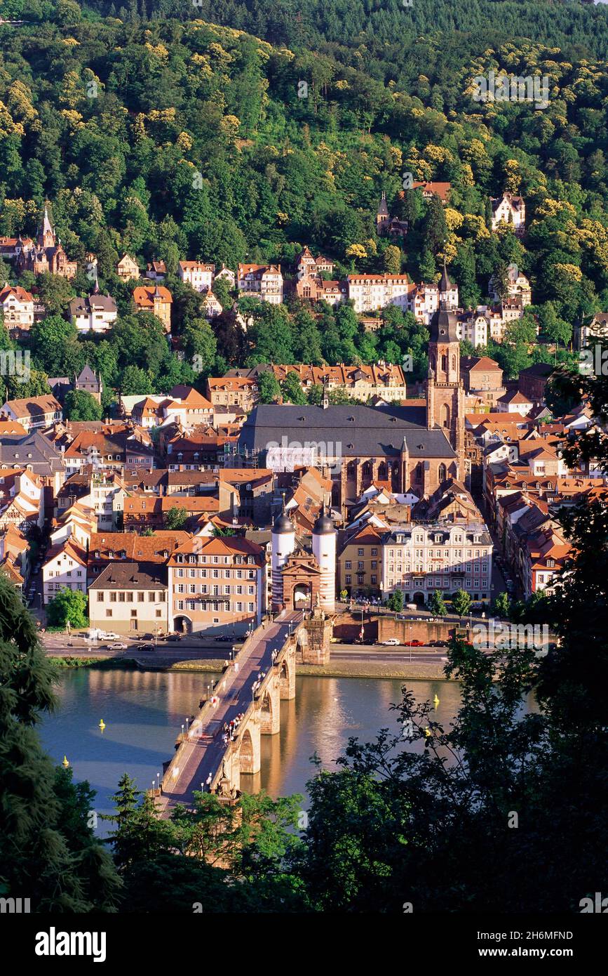Heidelberg and the Karl Theodor bridge, Baden-Wurttemberg, Germany ...