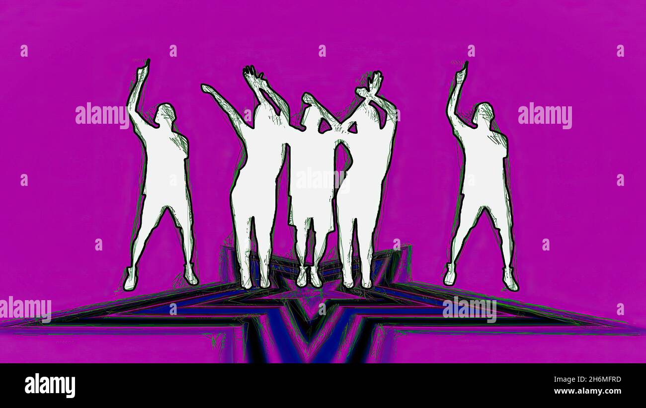 People dancing hand draw digital art illustration Stock Photo - Alamy