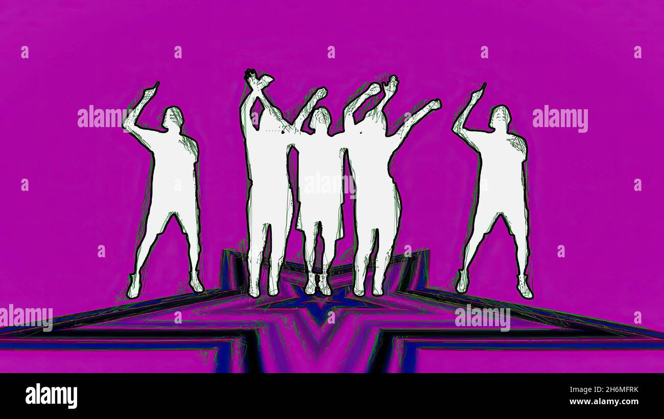 People dancing hand draw digital art illustration Stock Photo - Alamy