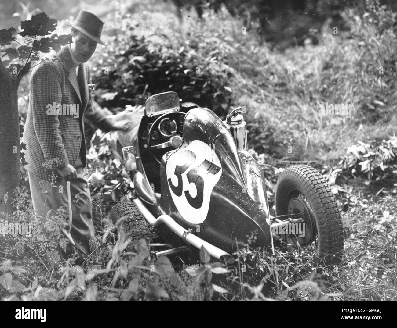 Crashed Austin 750cc of Charles Goodacre, at Donington Park, 12th June ...
