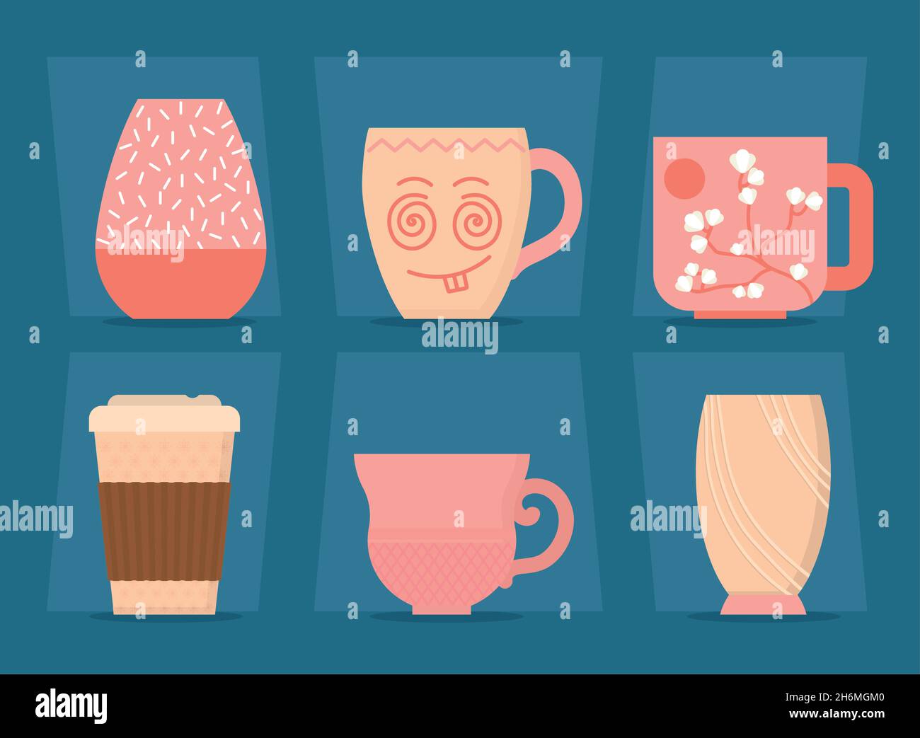 pink coffee mugs icon set design Stock Vector Image & Art - Alamy