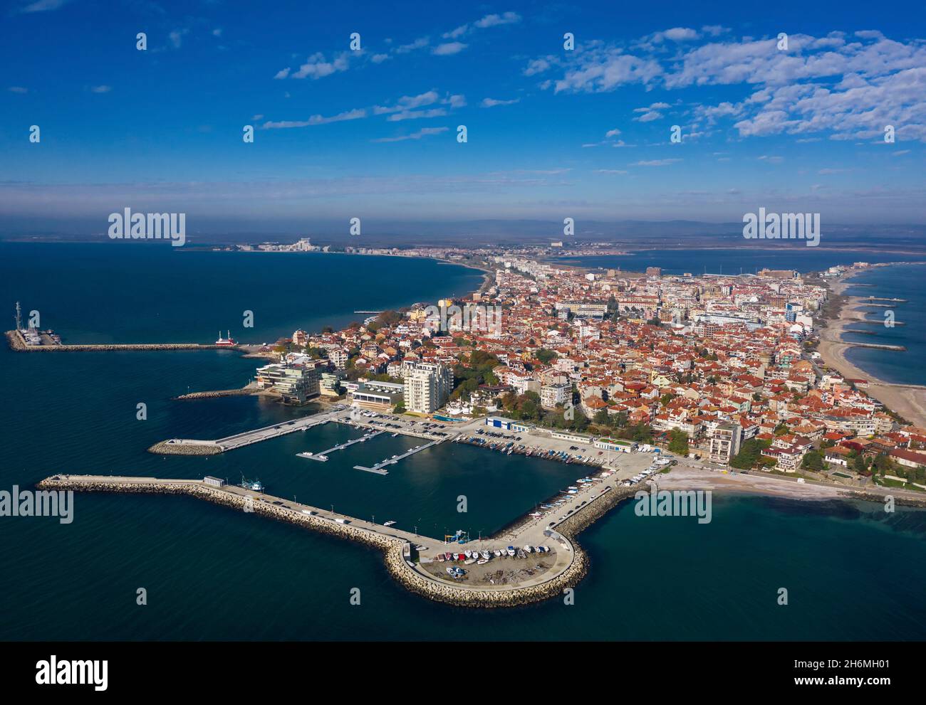 Aerial view sea town pomorie hi-res stock photography and images - Alamy