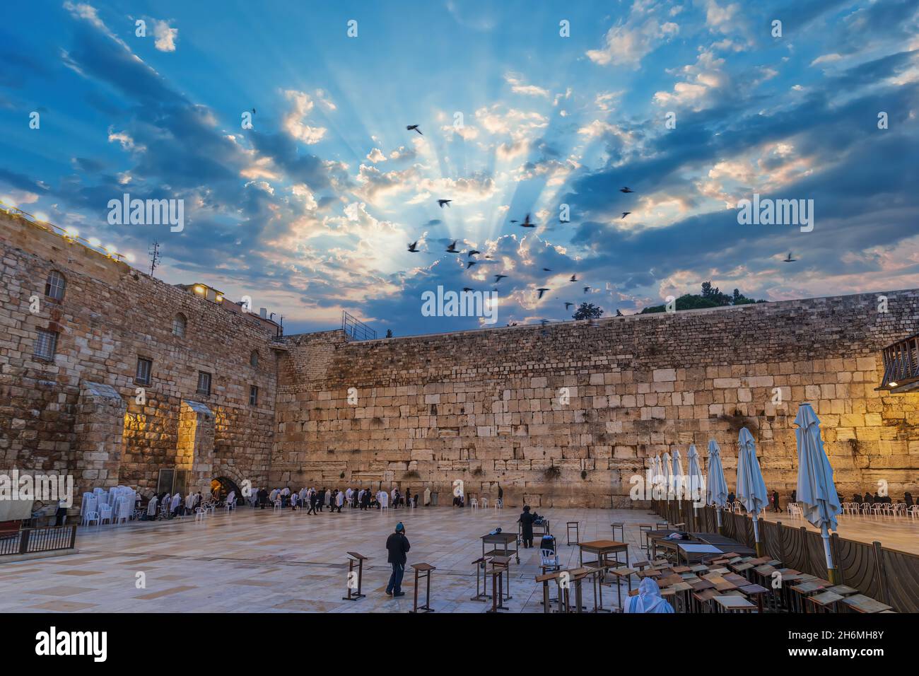 Beautiful sunrise at the Western Wall Stock Photo - Alamy