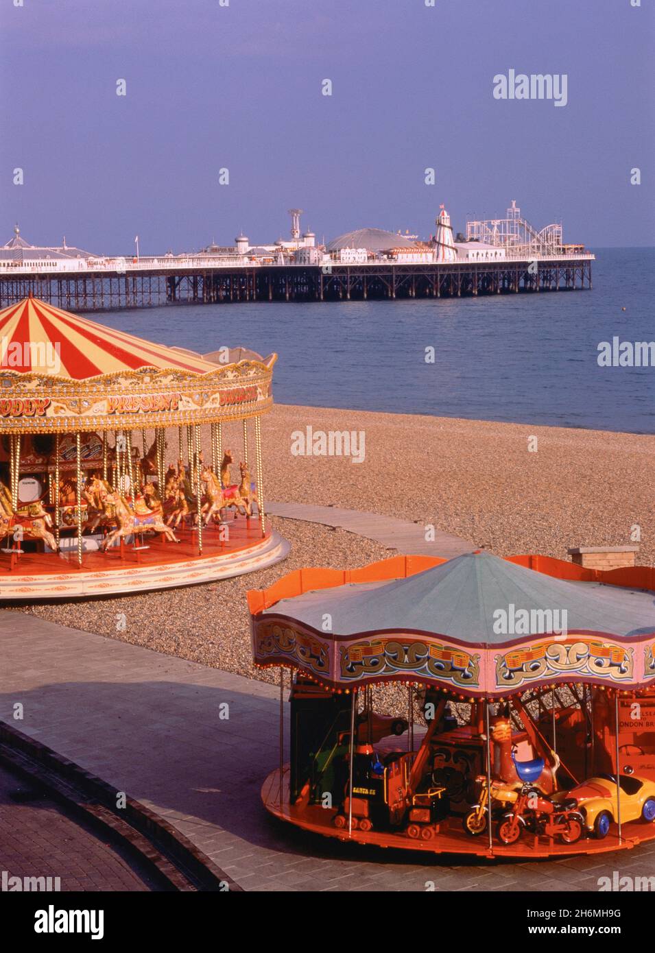 Merry-Go-Rounds and Palace Pier, Brighton, East Sussex, England Stock ...