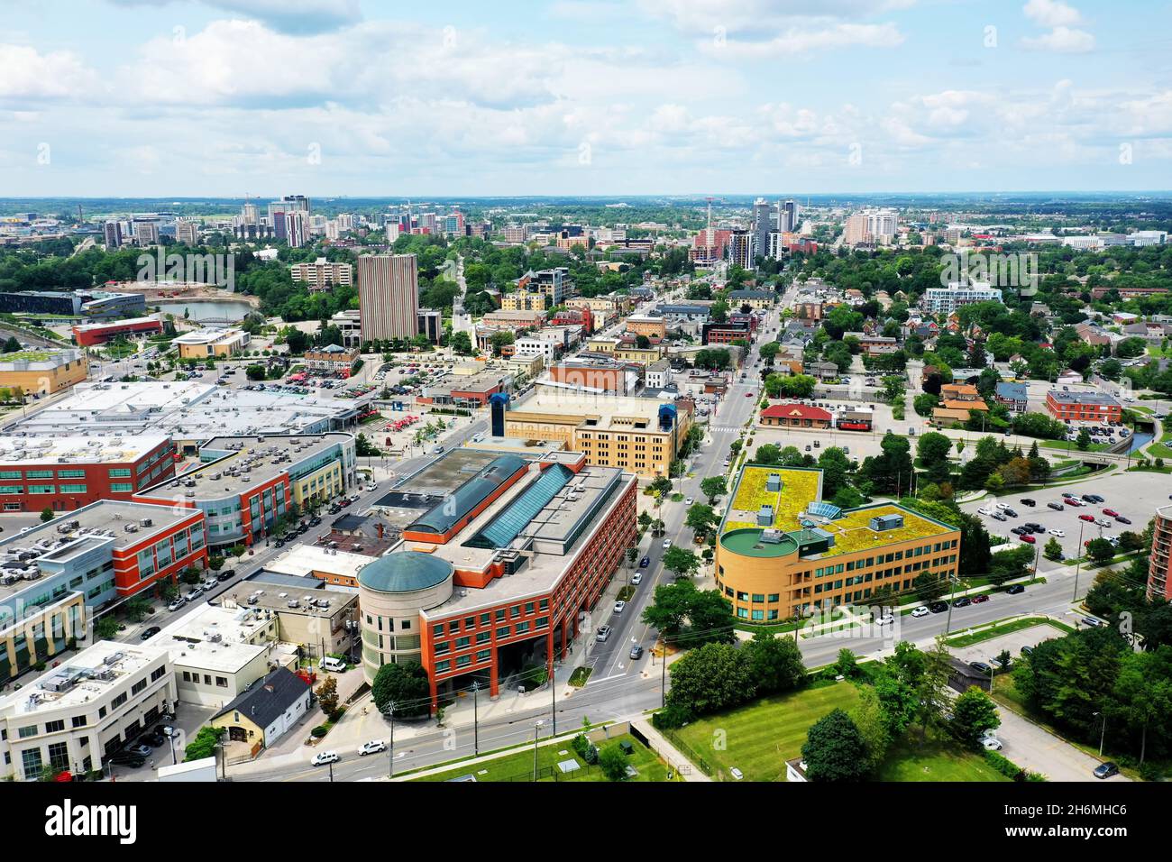 An aerial scene of Waterloo, Ontario, Canada downtown Stock Photo - Alamy