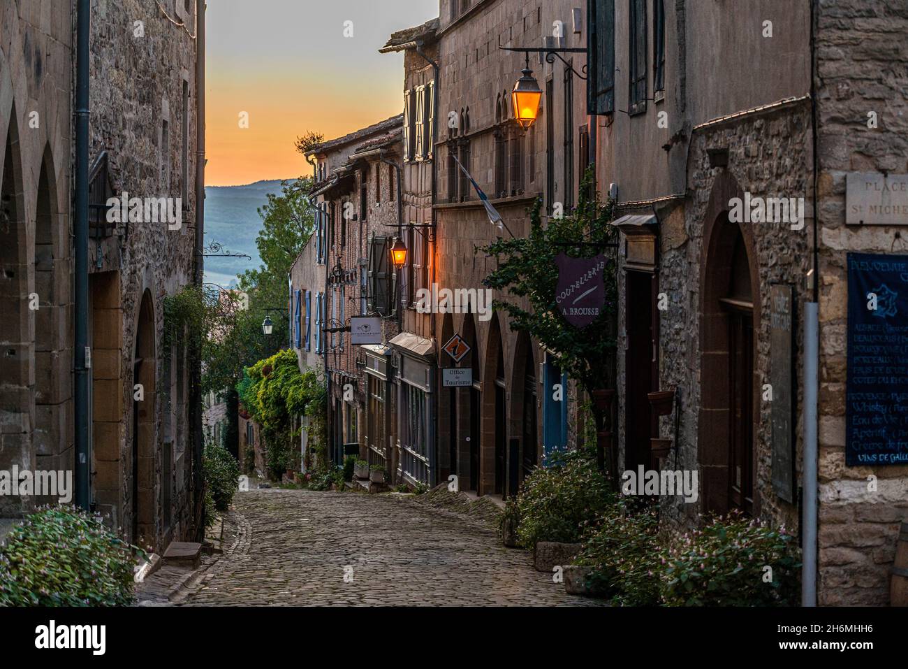 The medieval hilltop, or Bastide village of Cordes-sur-Ciel in southern ...